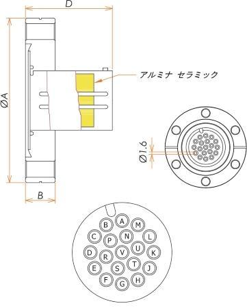 C70MB191GA / 多ピン BURNDY 19 PIN ICF70 フランジ ガイド付き | 【公式】コスモ・テック | 真空部品通販サイト